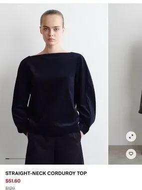 COS | Tops | Cos Navy Straightneck Corduroy Top | Poshmark